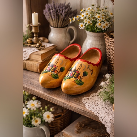 Vintage | Accents | Vintage Hand Painted Dutch Wooden Clogs Holland ...